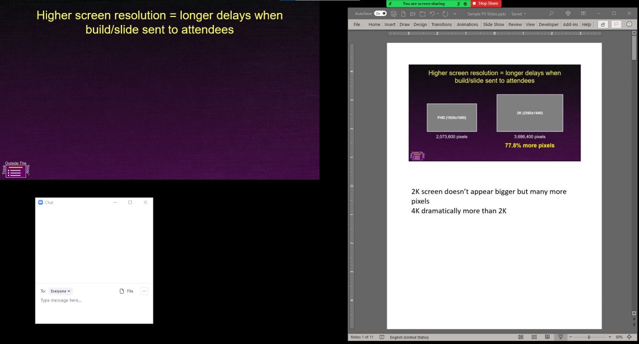 PowerPoint Slide Show preview plus Notes view as an alternative to ...