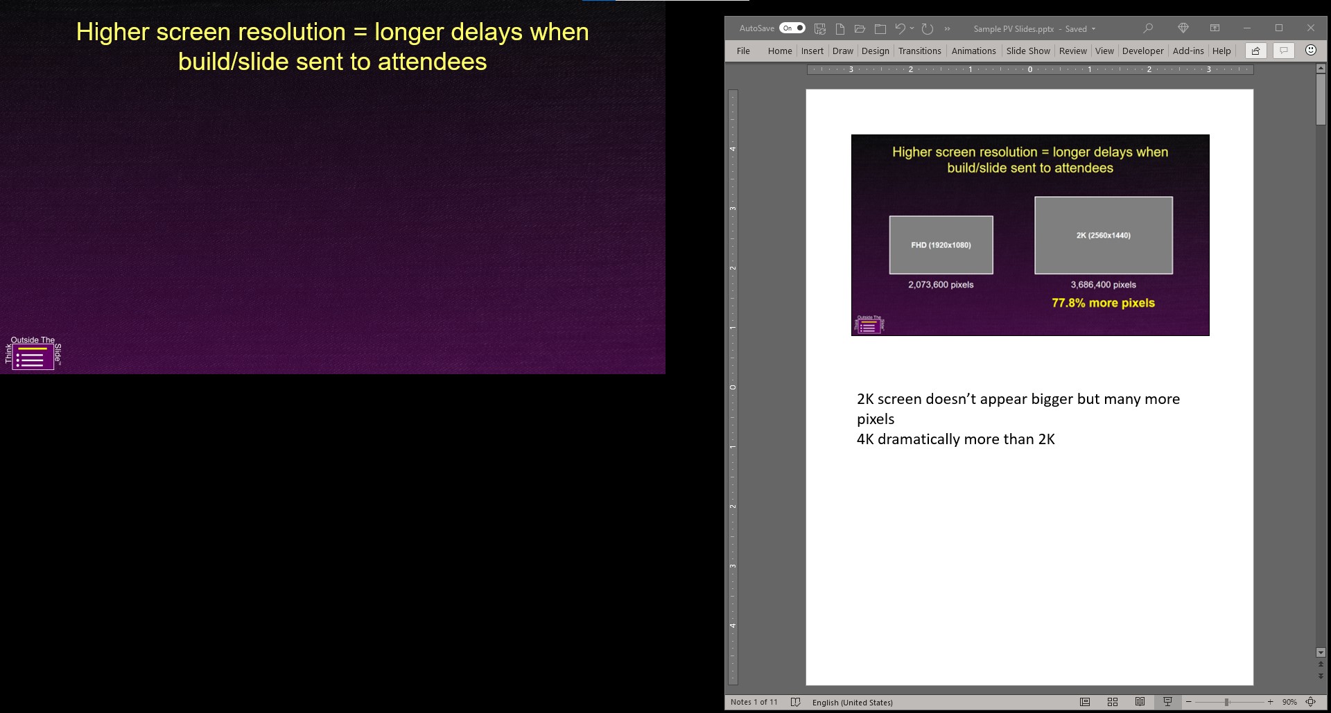 PowerPoint Slide Show preview plus Notes view as an alternative to ...